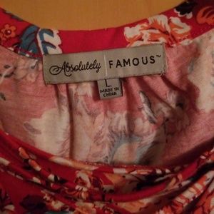Absolutely Famous | Tops | Cute Red Top With Coral And Turquoise ...